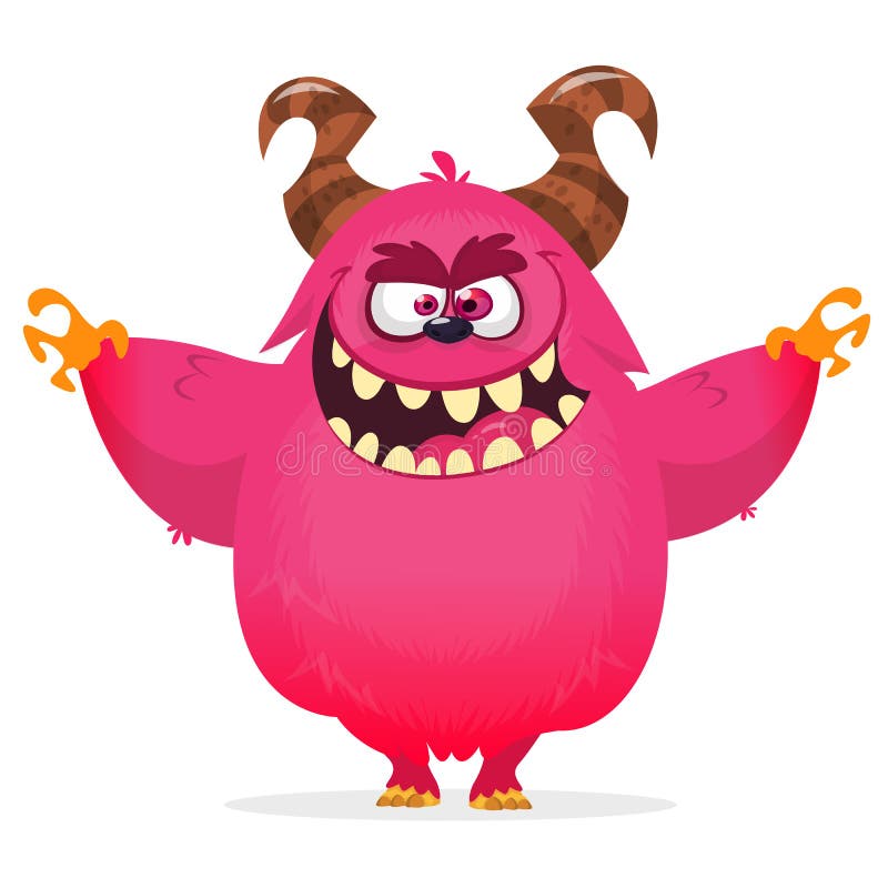 Angry Cartoon Monster. Vector Halloween Pink Furry Monster. Stock ... Angry Cartoon Monster. Vector Halloween Pink Furry Monster. Stock ...