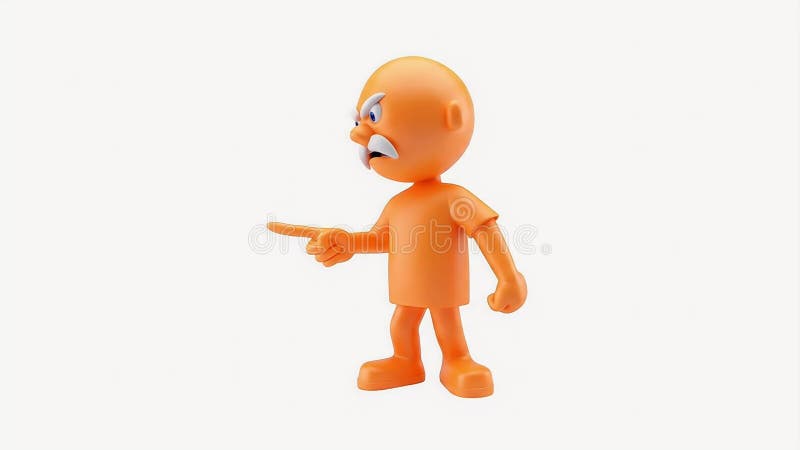 Angry Cartoon Old Man Pointing, 3D Render Stock Video - Video of ...