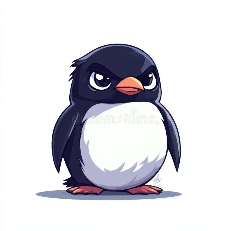 Angry Cartoon Penguin Illustration White Background Stock Illustration ...