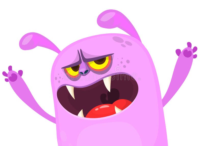Angry Cartoon Pink Monster Screaming. Yelling Angry Monster Expression ...