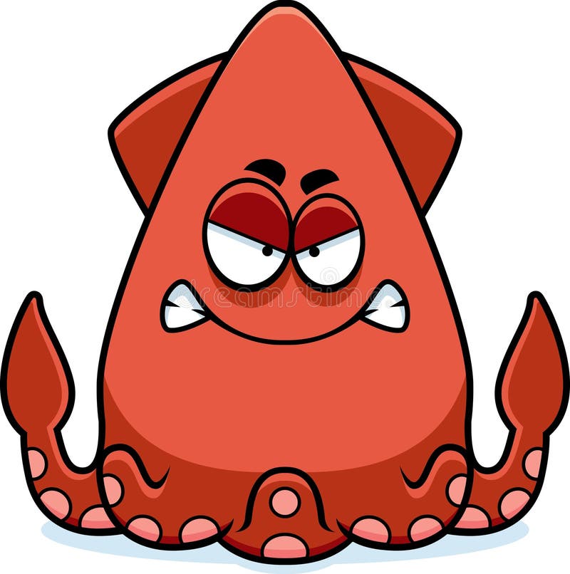 Angry Cartoon Squid stock vector. Illustration of gnash - 47412524