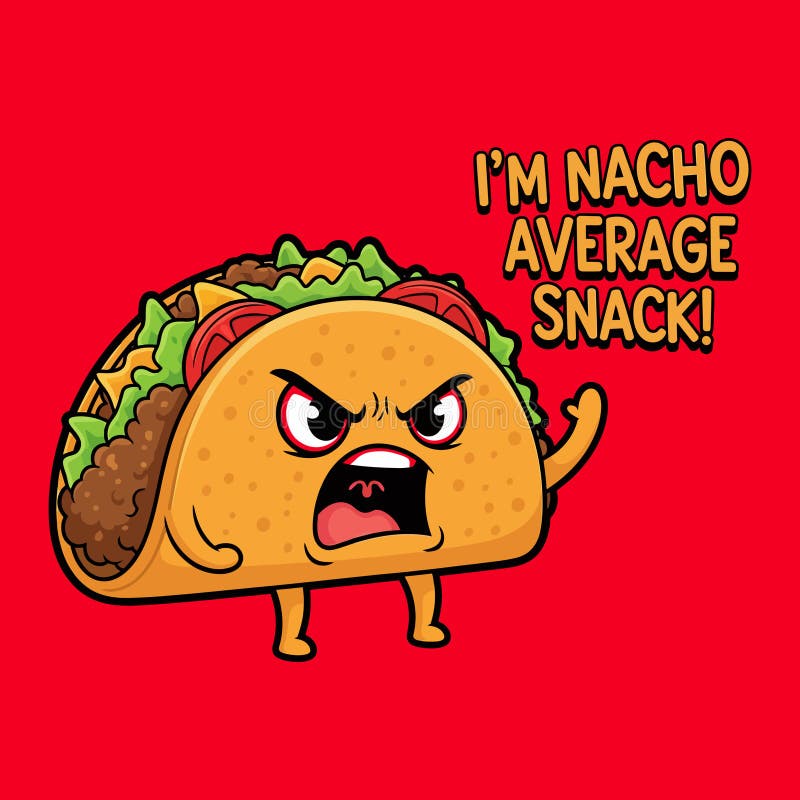 Angry Cartoon Taco with Funny Pun Clipart Stock Vector - Illustration ...