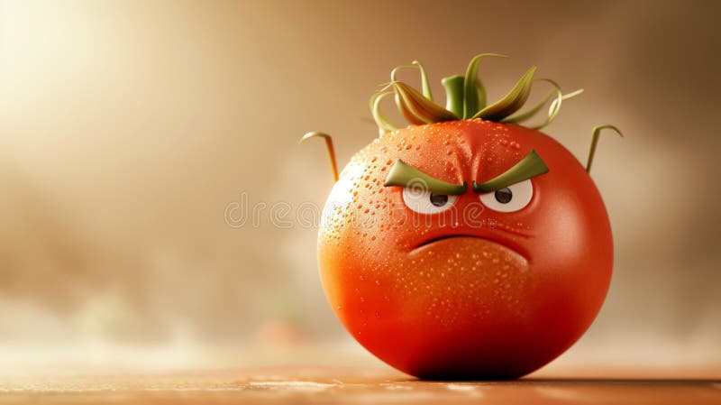 Angry Cartoon Tomato Character with Dramatic Lighting Stock Image ...