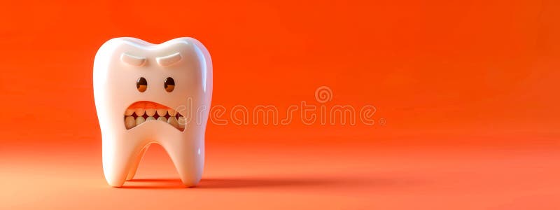 Angry Cartoon Tooth on Orange Background Stock Illustration ...