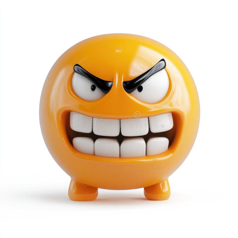Angry Orange Emoticon with Glaring Eyes and Teeth Stock Illustration ...