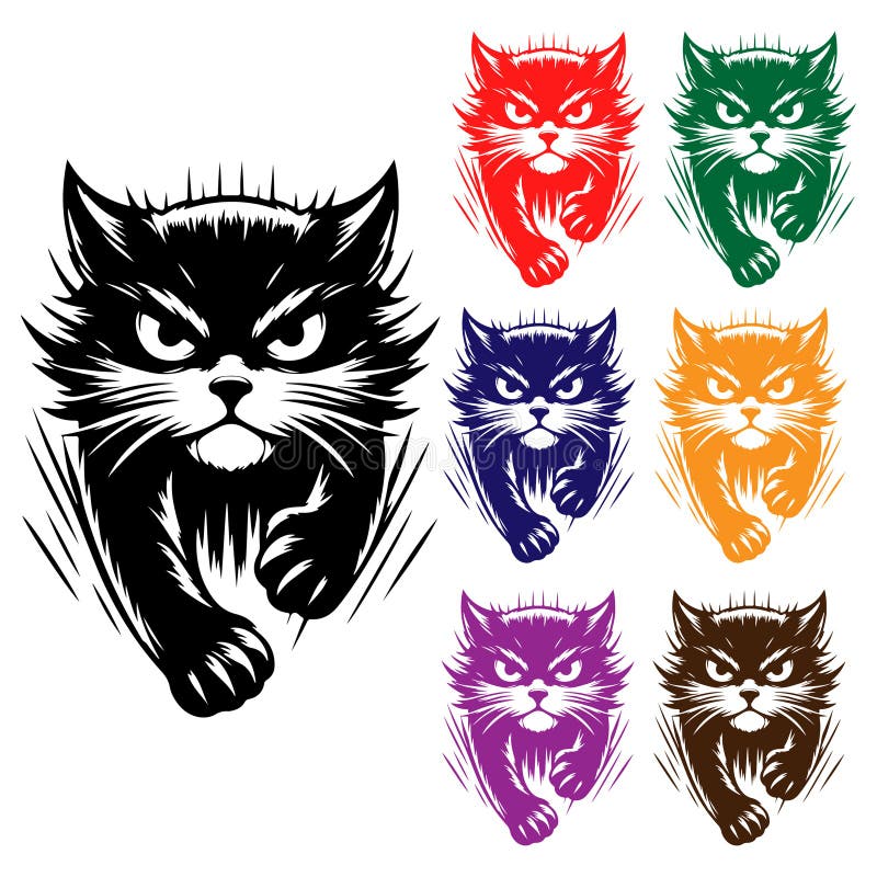 Angry Cat Attack or Jumping Clip Art Design Stock Vector - Illustration ...