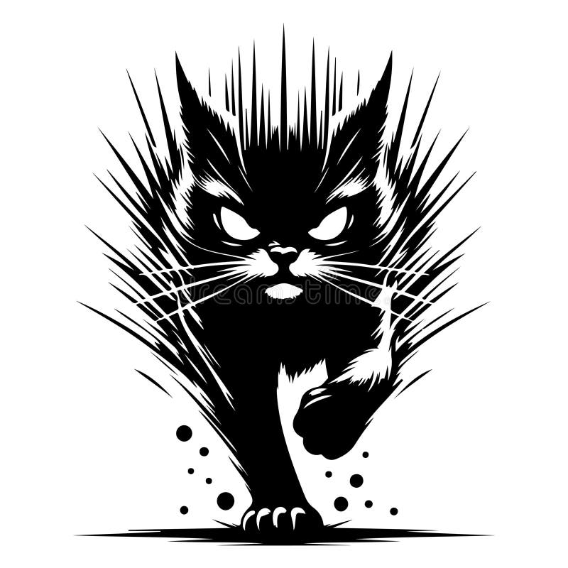 Angry Cat Attack or Jumping Clip Art Design Stock Vector - Illustration ...