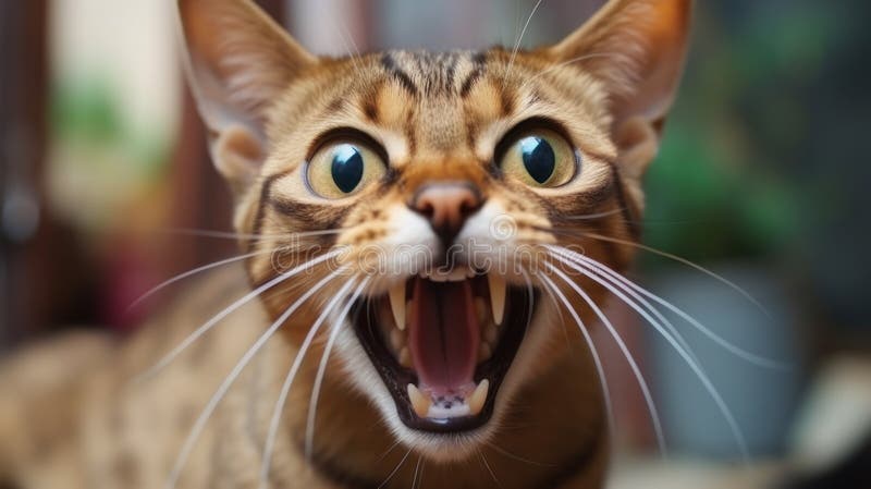 Angry Cat Closeup. the Cat Growls. Stock Photo - Image of pedigreed ...