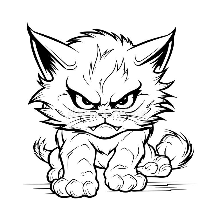 Angry Cat Coloring Pages for Kids Stock Vector - Illustration of pages ...