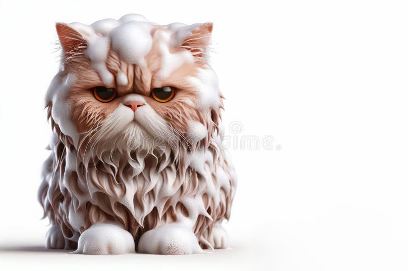 An Angry Cat in Foam. Space for Text. Stock Photo - Image of feline ...