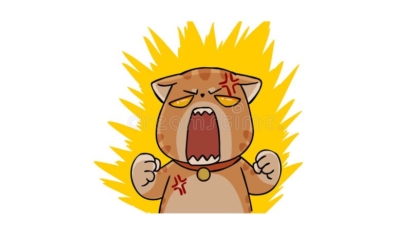 Angry Cat Glowing Animation - White Background Stock Video - Video of ...