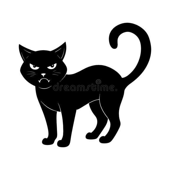 Angry Cat Silhouette Vector on White Background Stock Illustration ...