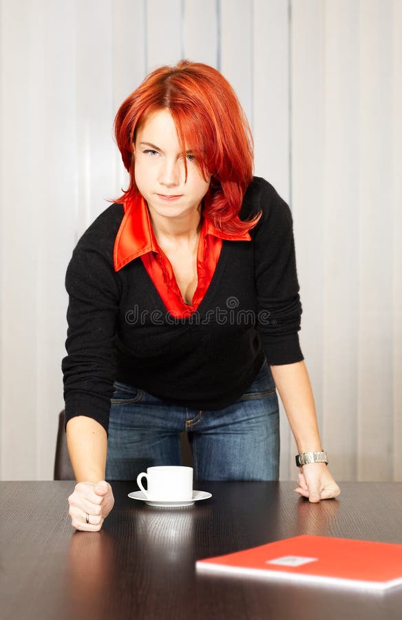 Angry Caucasian Businesswoman in the Office Stock Image - Image of ...