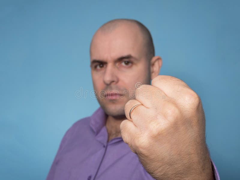 Angry Caucasian Man with Clenched Fist Stock Image - Image of cruel ...