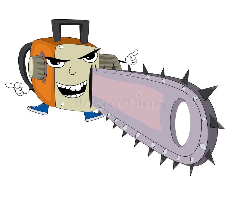Angry chainsaw cartoon stock illustration. Illustration of symbol ...