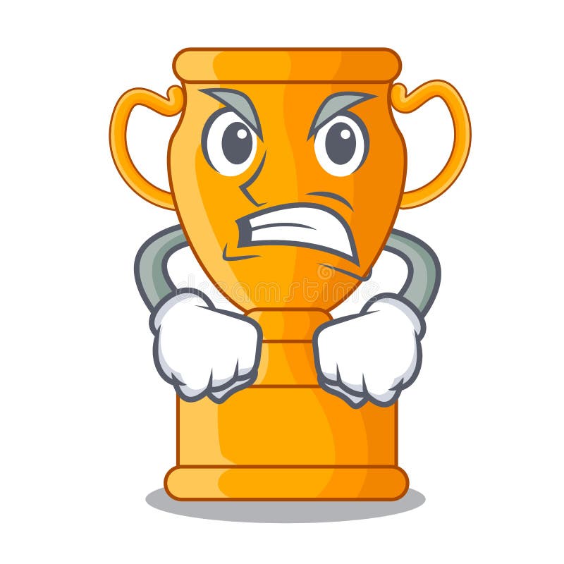 Angry Champion Golden Trophy on Cartoon Table Stock Vector ...