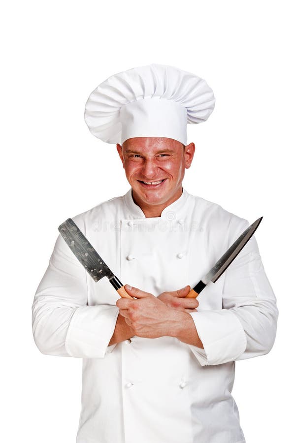 Angry Chef with Knife Isolated. Stock Photo - Image of adult, person ...