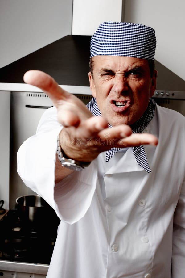 An Angry Chef Shouting at You by Standing in Front of Vent Hood ...
