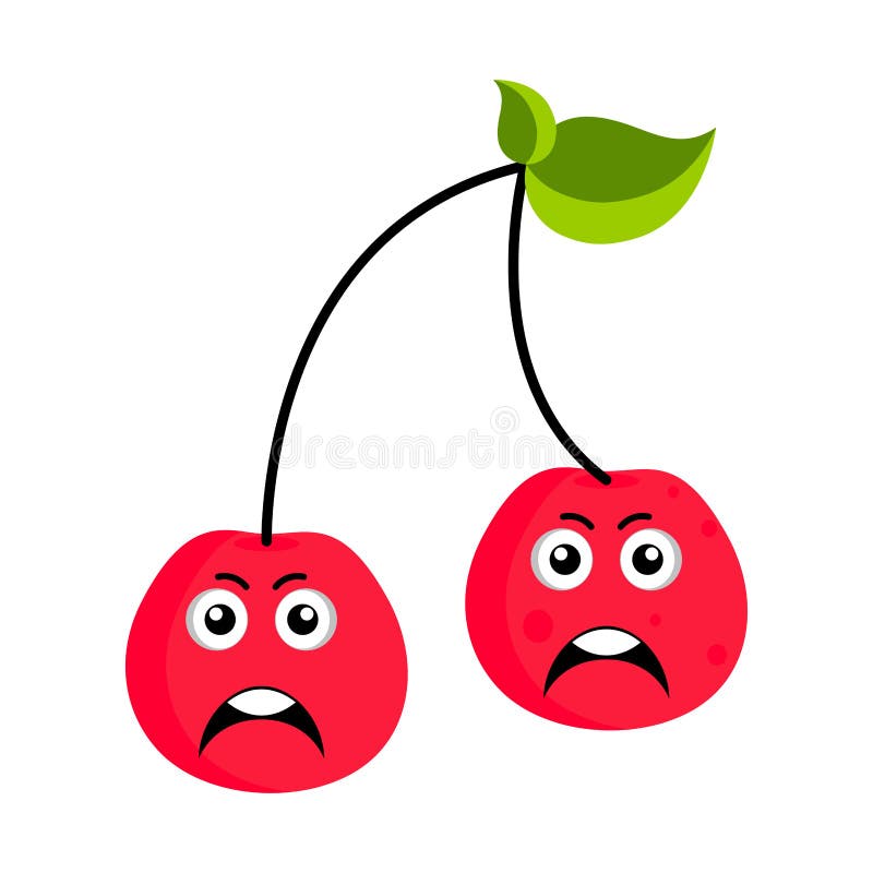 Angry Cherry Fruit in a Cartoon Bowl Stock Vector - Illustration of ...
