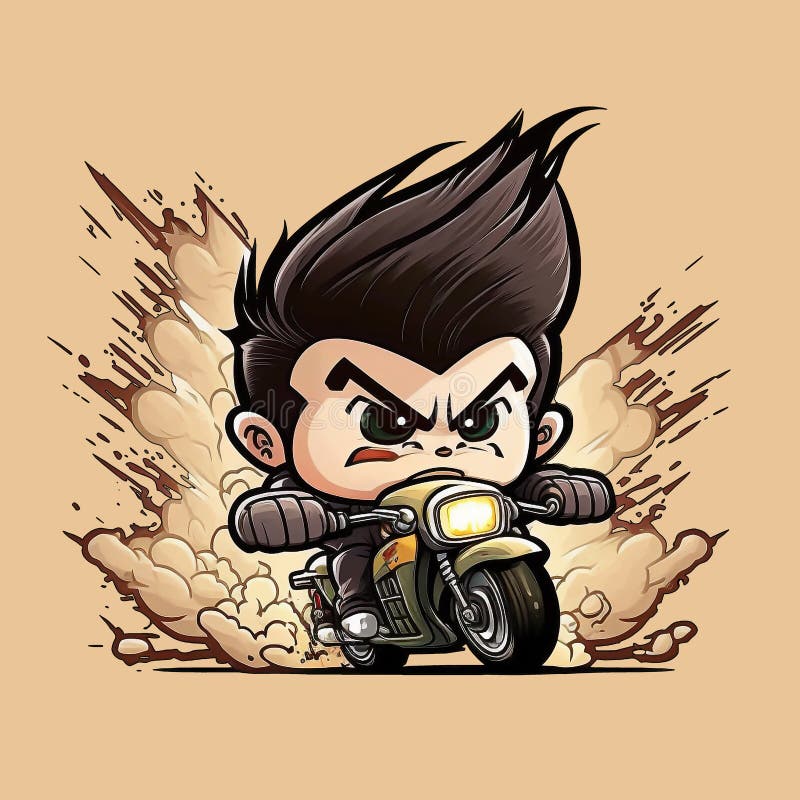 Angry Chibi Biker Speeding with His Motorcycle, Ai Generative Stock ...