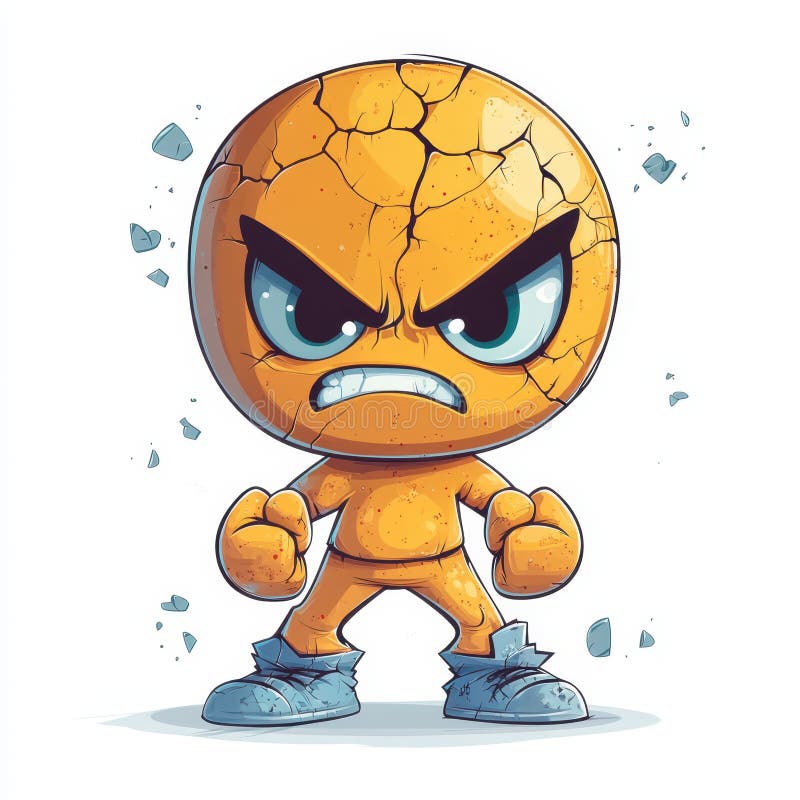 Angry Chibi Character with Cracked Screen Effect and Intense Expression ...