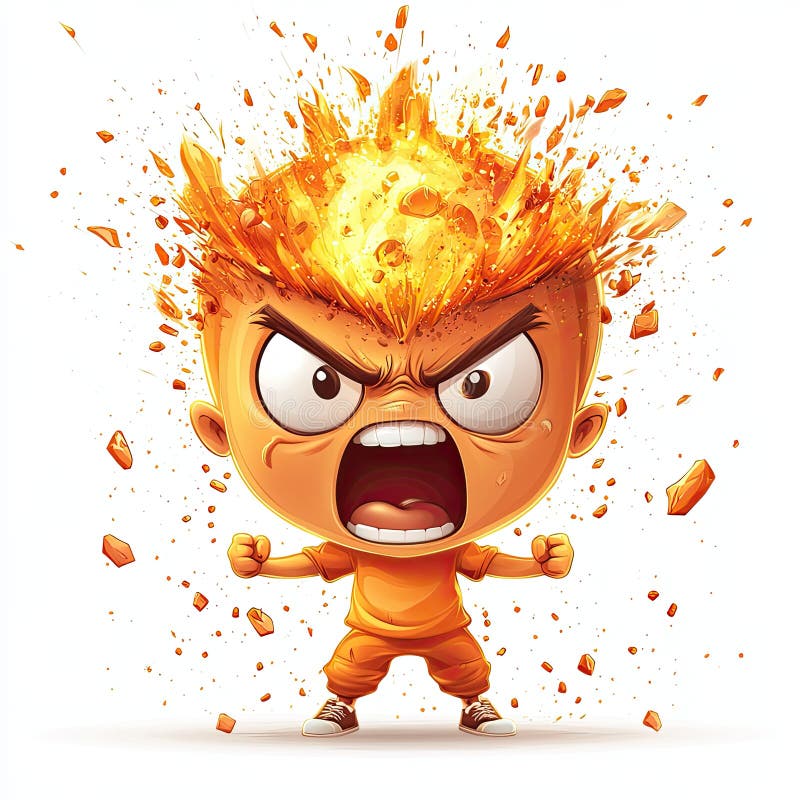 Angry Chibi Character with Exploding Head Effect, Expressing Intense Emotion Stock Illustration ...