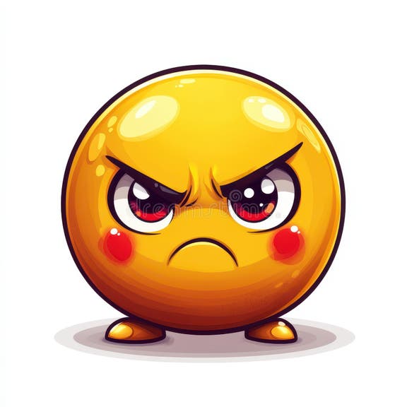 Angry Chibi Emoji with Red Cheeks and Intense Expression Stock ...