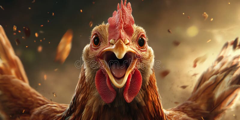 Angry Red Chicken in the Yard Stock Photo - Image of walks, fence: 57541688