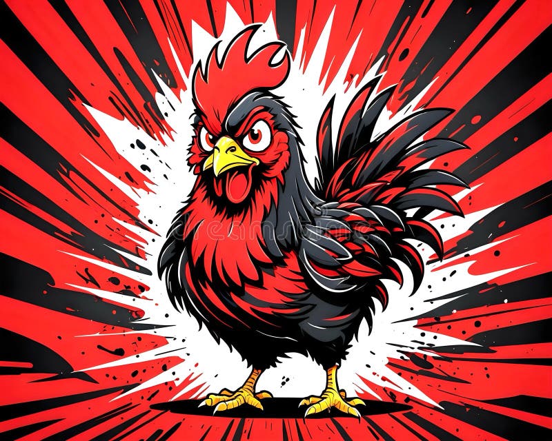 Angry Chicken Rooster Abstract Cartoon Character Stock Illustration ...