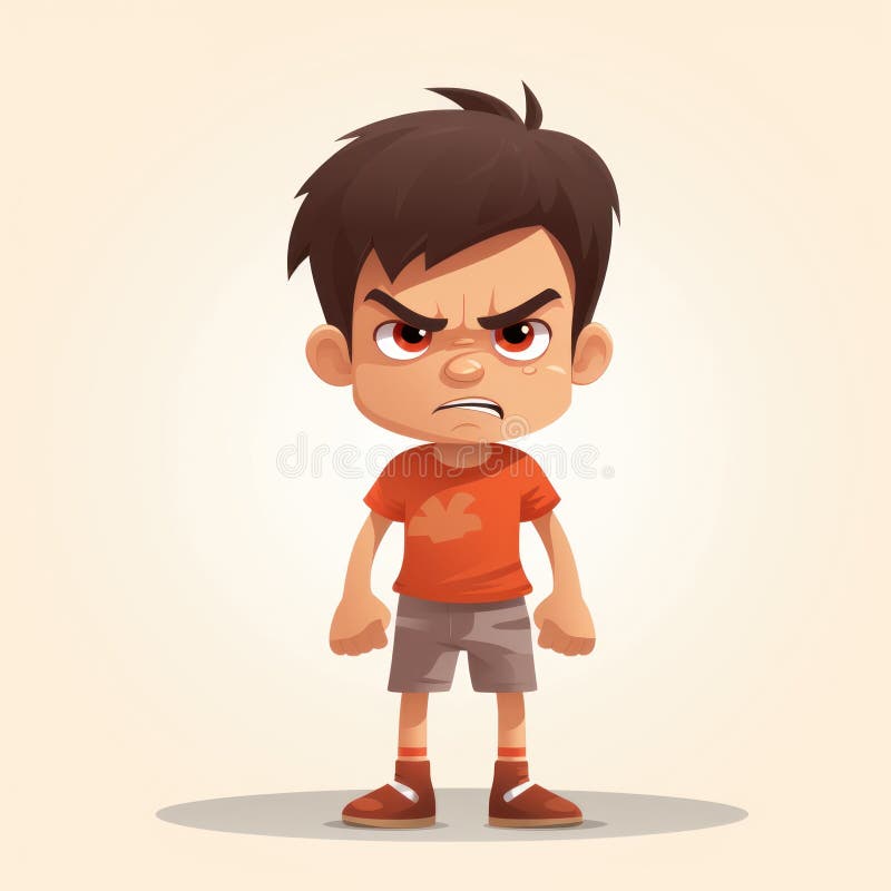Angry Boy or Child Isolated on White Background. Vector Illustrations ...