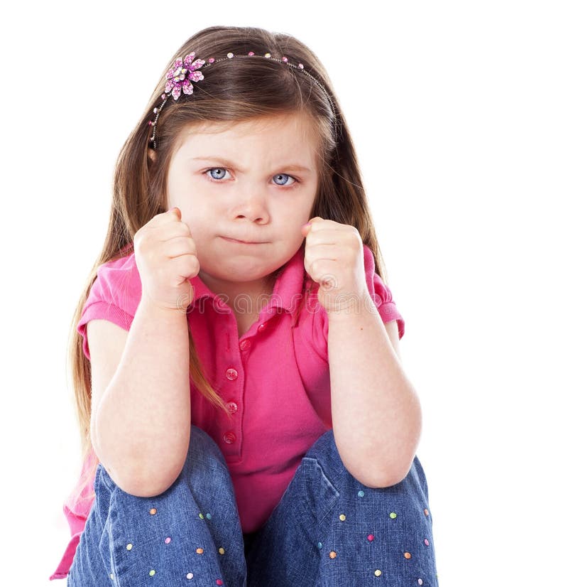 Angry Child Isolated on White Stock Image - Image of hair, girl: 26672061