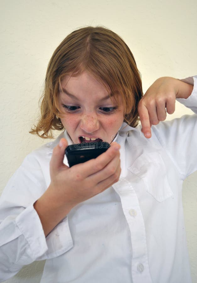 Angry Child Yelling at the Phone Stock Photo - Image of annoyed ...