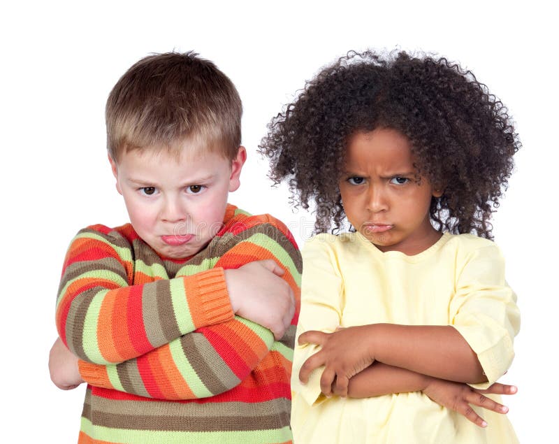 Angry Mad Children Fighting for Basket. Funny Trick or Treat on ...