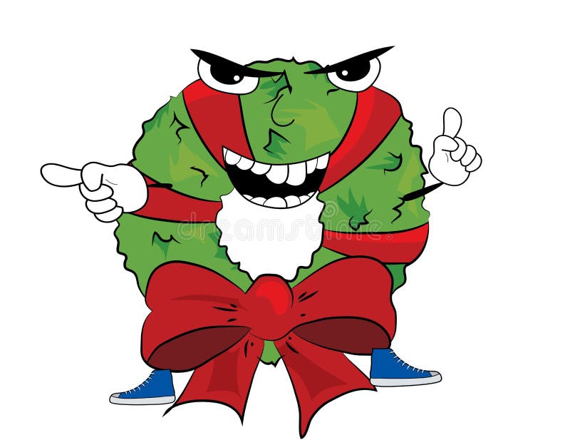 Angry Christmas Tree Cartoon Stock Illustration - Illustration of icon ...