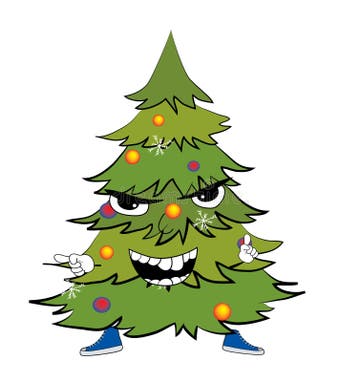 Angry Christmas Tree Cartoon Stock Illustration - Illustration of icon ...