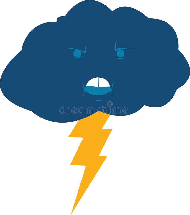 Angry Cloud that Hits Thunder Stock Vector - Illustration of rain ...