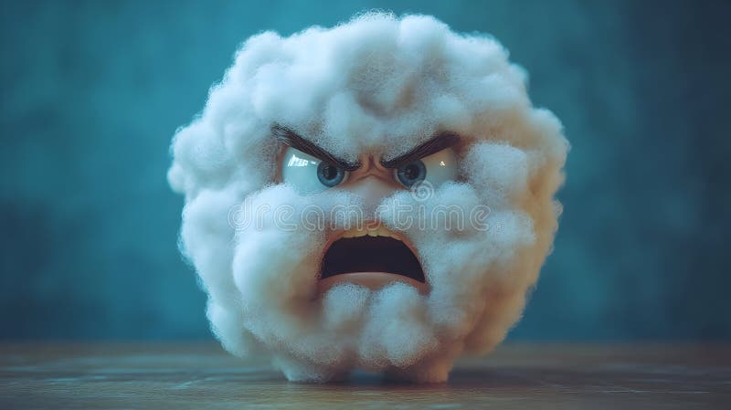 Angry Cloud 3D Illustration Stock Illustration - Illustration of ...