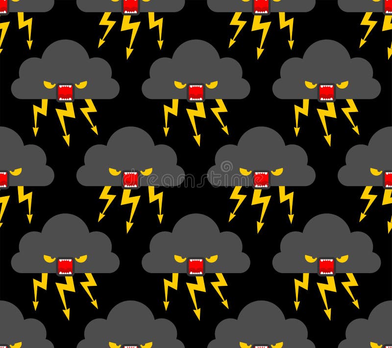 Angry Cloud Pattern Seamless. Thunder and Lightning Background. Bad ...