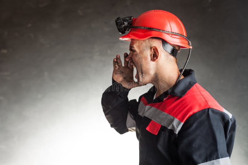 Angry coal miner shouting stock photo. Image of engineer - 36906676
