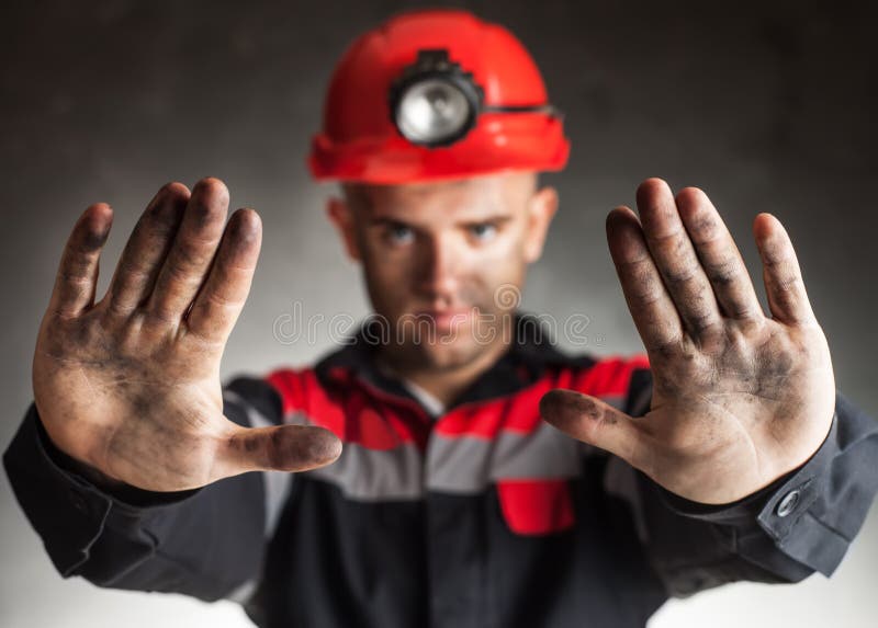 Angry miner stock photo. Image of black, lighting, hardhat - 5043754