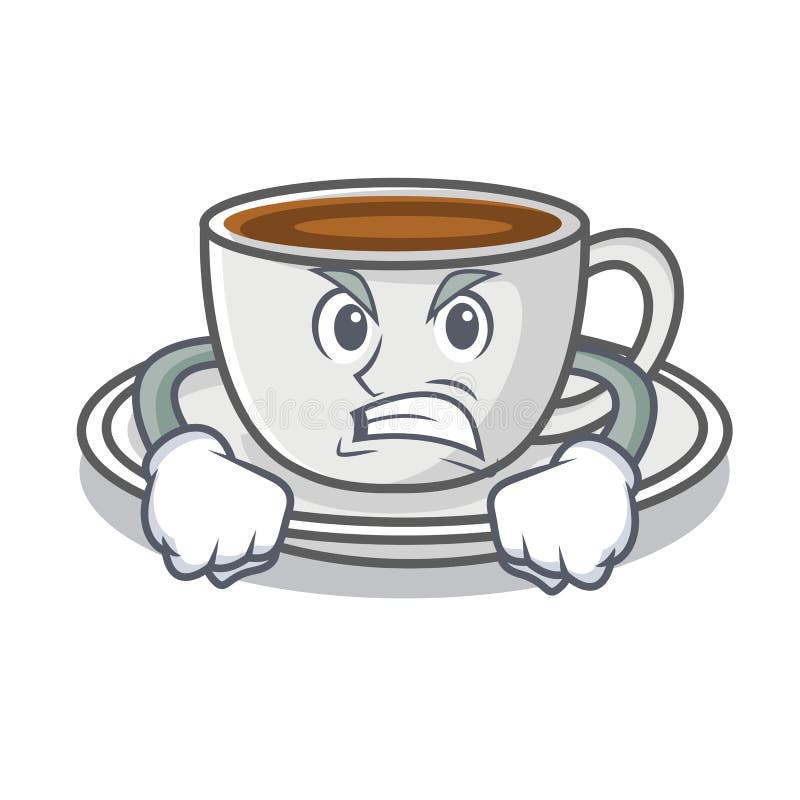 Angry Cup of Coffee with Closed Mouth Stock Illustration - Illustration ...