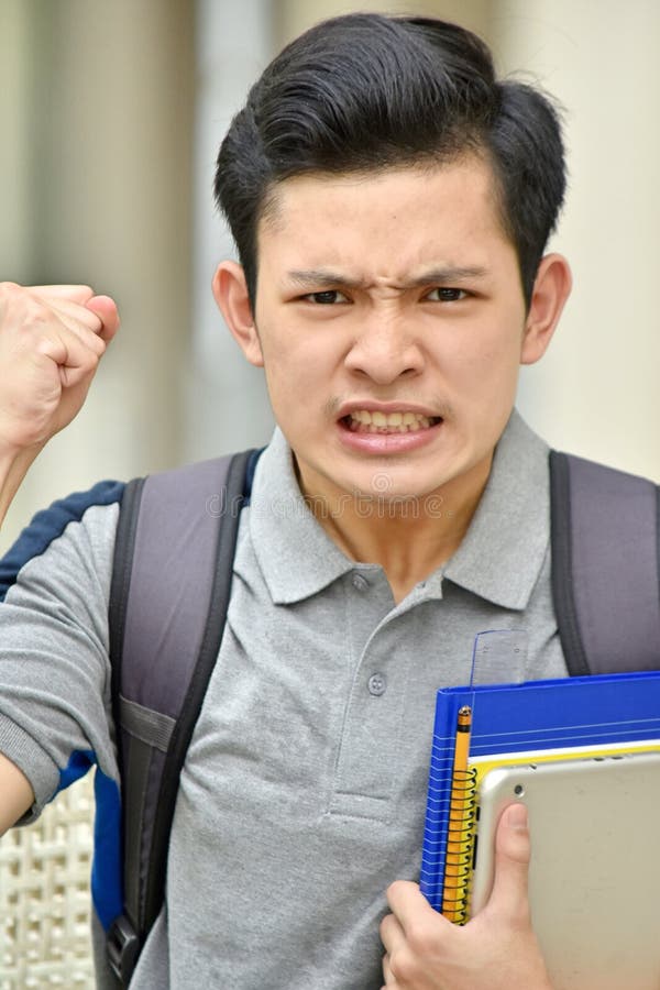 Angry College Diverse Person with Books Stock Image - Image of ...