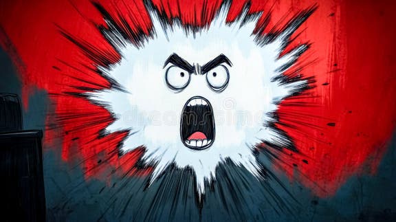 Angry Comic Speech Bubble Exploding with Rage on Red Background Stock ...