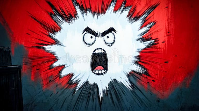 Angry Comic Speech Bubble Exploding with Rage on Red Background Stock ...