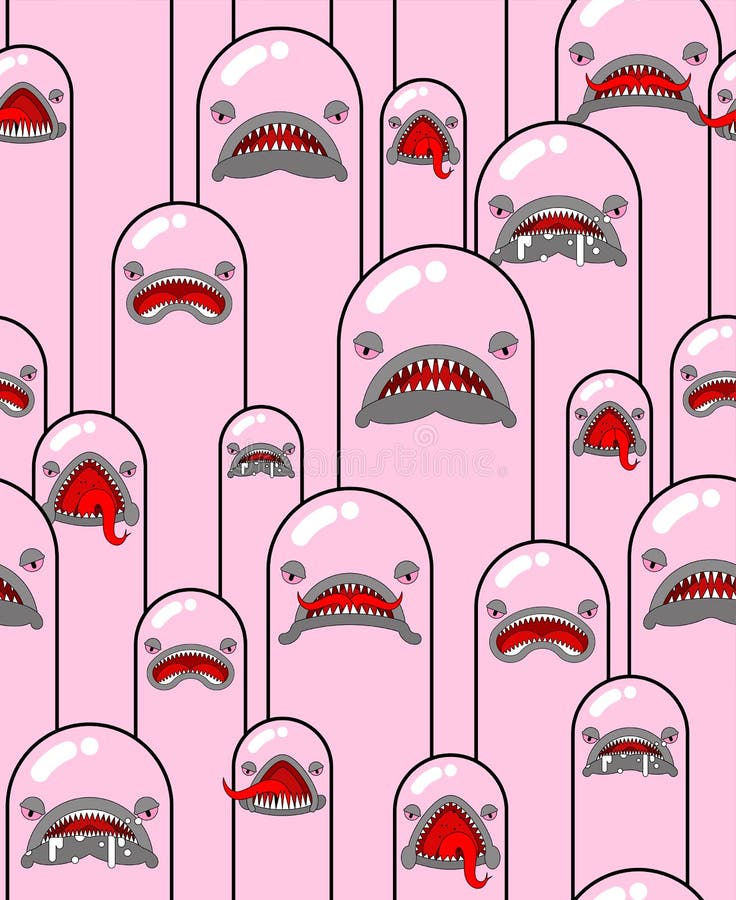 Angry Condom Pattern Seamless. Evil Rubber Background. Vector Texture ...