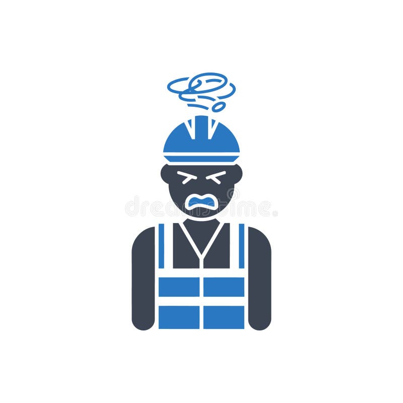 Angry Construction Worker Icon Stock Vector - Illustration of caution ...