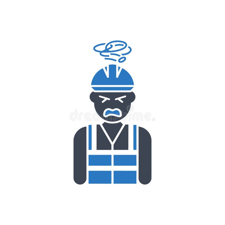 Angry Construction Worker Icon Stock Vector - Illustration of ...