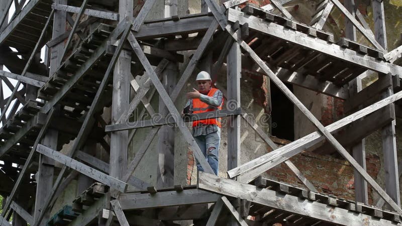 Angry Construction Worker Talking and Showing Thumb Down Stock Footage ...