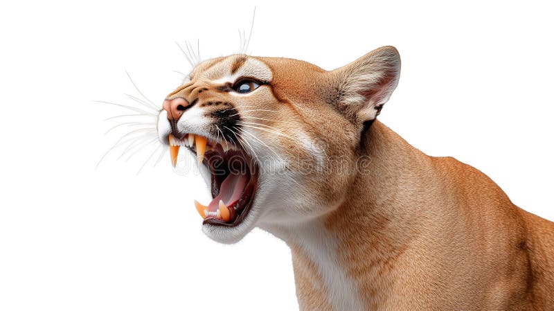 Angry Cougar Baring Teeth and Roaring on Transparent Background Stock ...