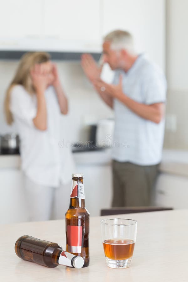Angry Couple Arguing after Drinking Alcohol Stock Image - Image of ...